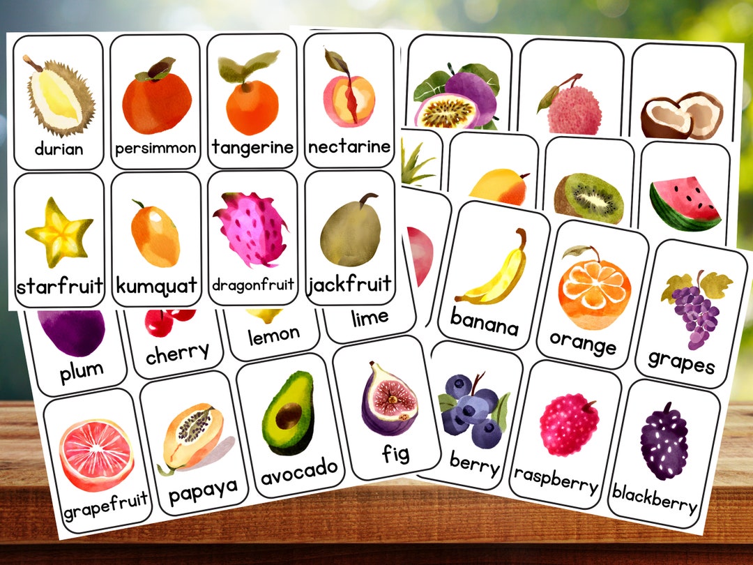 Digital Fruit Flash Cards for Kids Explore Fruity Fun Anywhere - Etsy