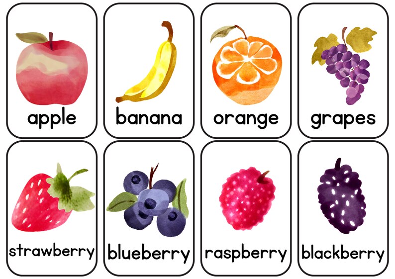 Digital Fruit Flash Cards for Kids! Explore Fruity Fun Anywhere! - Etsy