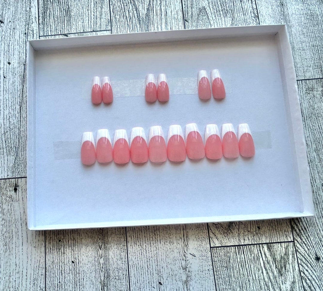 Natural Pink Press-on Nails With Classic French Tip Pink and White ...
