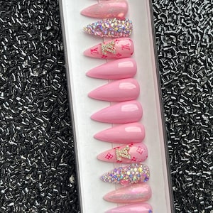 Bling Press Ons | Long Stiletto Nails | Press on Nails | Long Nails ...