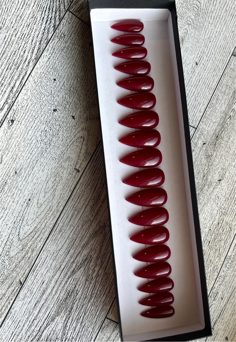 Blood Red Nails Dark Red Nails Stiletto Press on Nails - Etsy