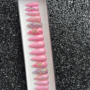 Bling Press Ons | Long Stiletto Nails | Press on Nails | Long Nails ...