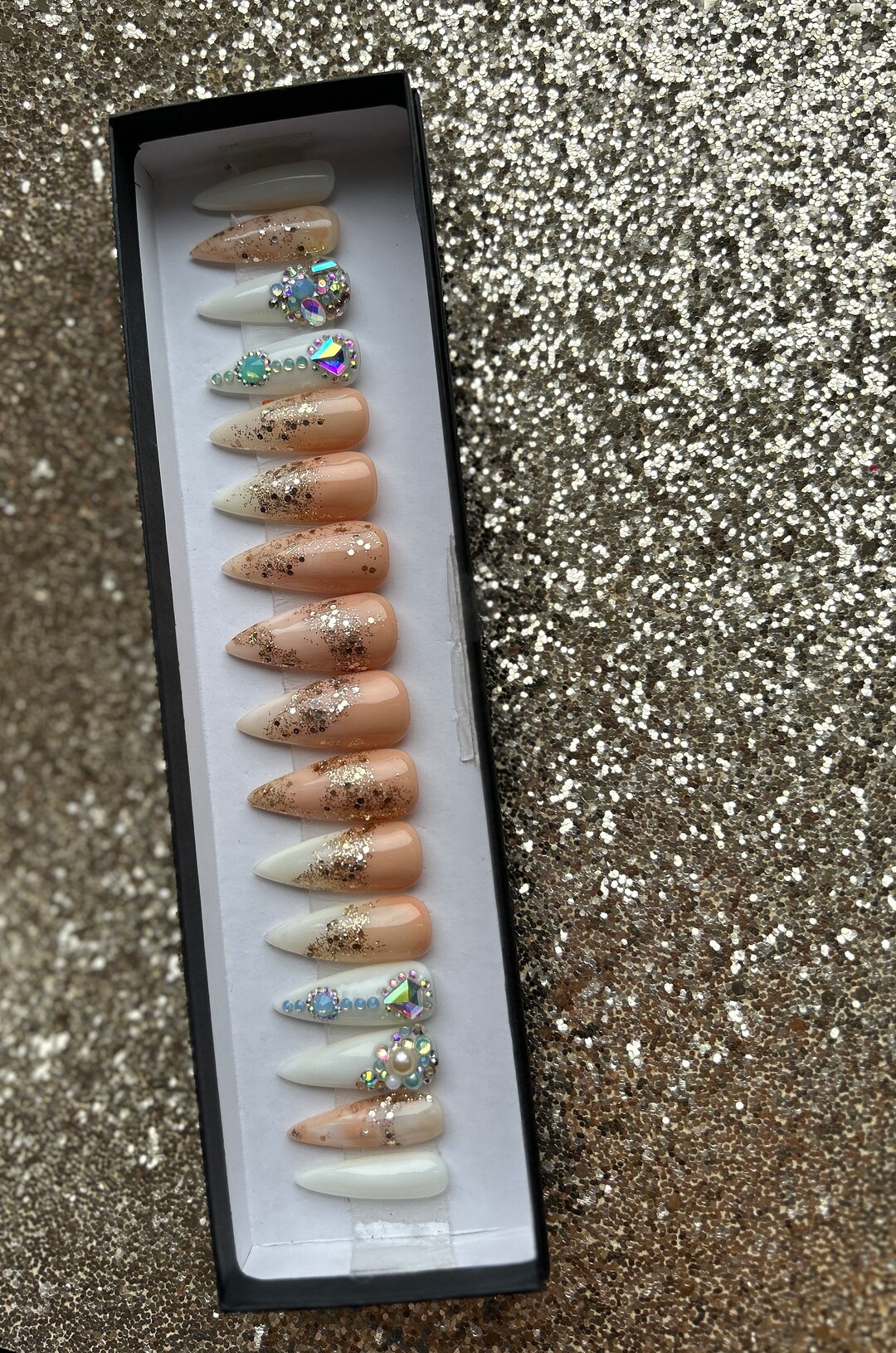 Classy Stiletto Press-ons With Sparkling Bling and Rhinestone - Etsy