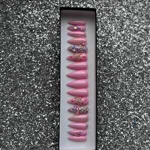 Bling Press Ons | Long Stiletto Nails | Press on Nails | Long Nails ...