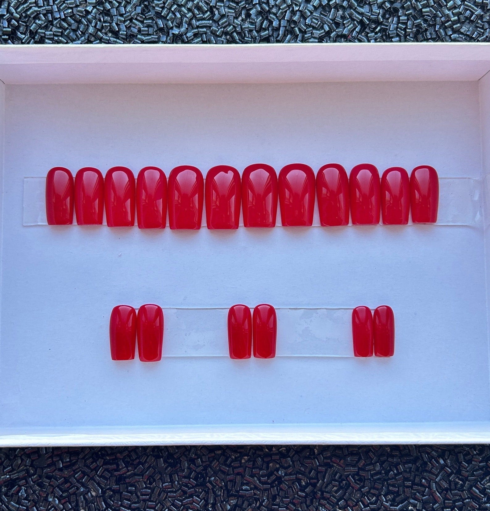Short Square Press on Nails in Bold Fire Red - Etsy