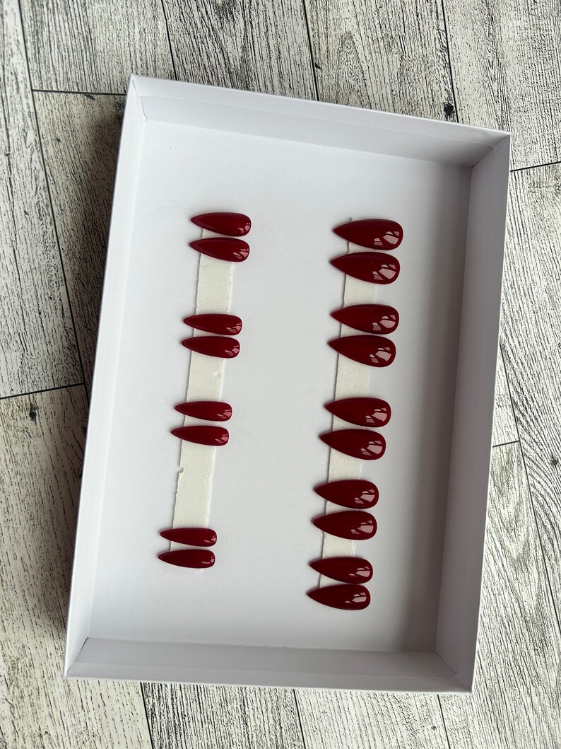 Blood Red Nails Dark Red Nails Stiletto Press on Nails - Etsy