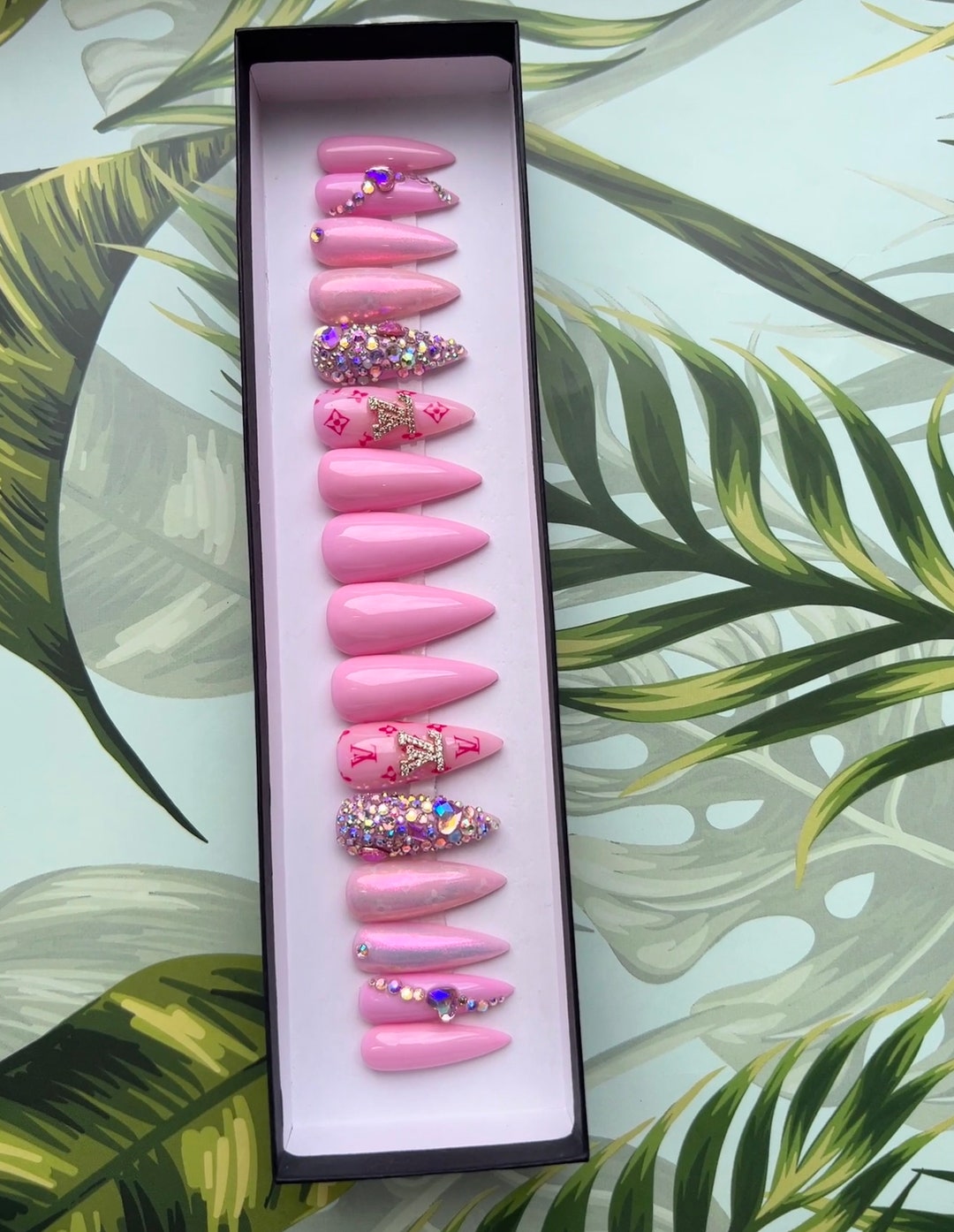 Bling Press Ons | Long Stiletto Nails | Press on Nails | Long Nails ...