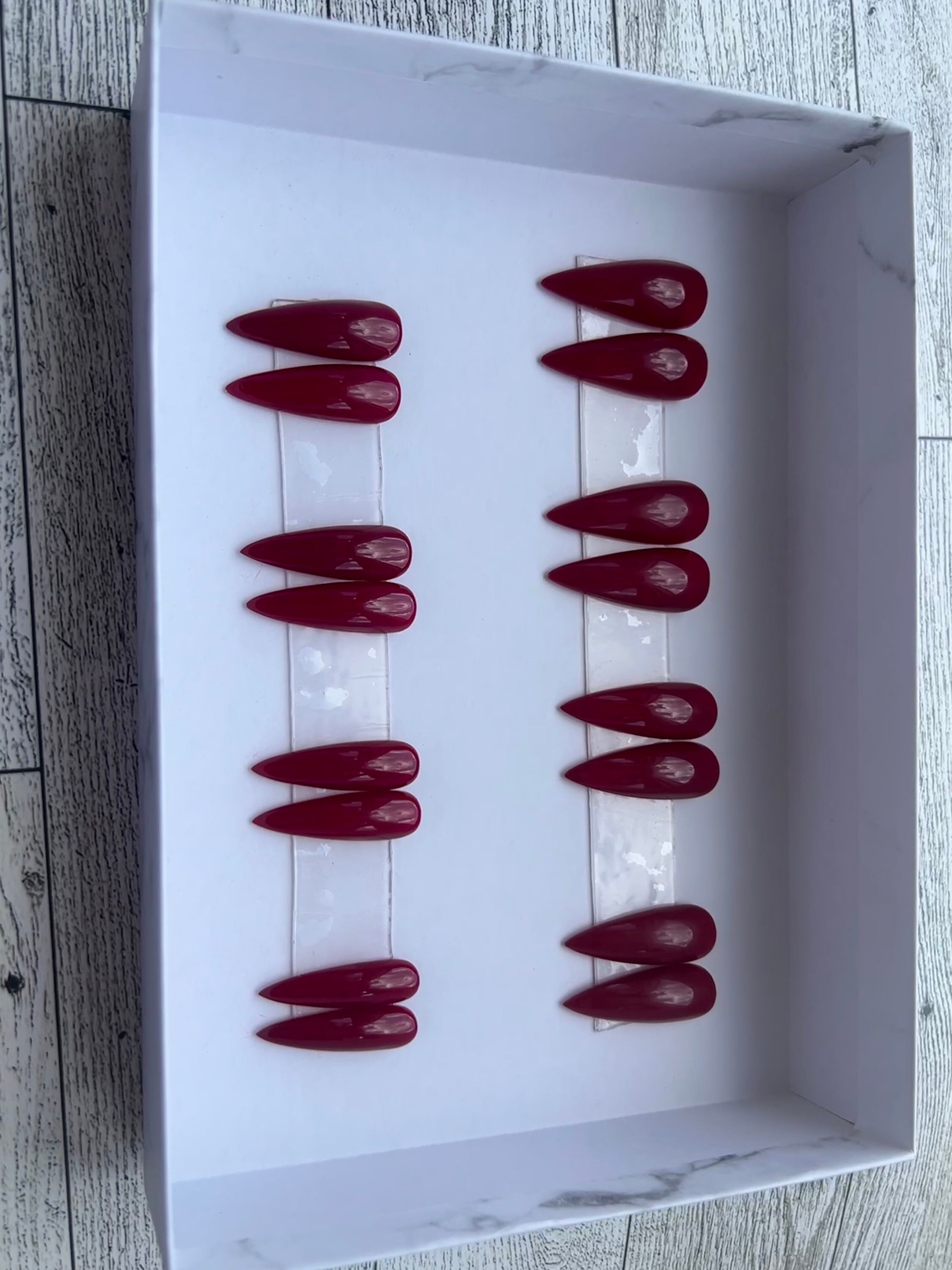 Blood Red Nails Dark Red Nails Stiletto Press on Nails Long Red Nails ...