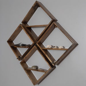 Shadow Box Floating Shelves Diamond Shaped Solid Wood Set of 4 - Etsy