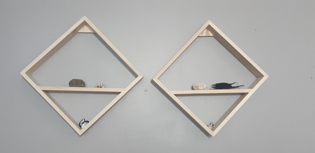 Shadow Box Floating Shelves Diamond Shaped Made From Solid Wood Set of ...
