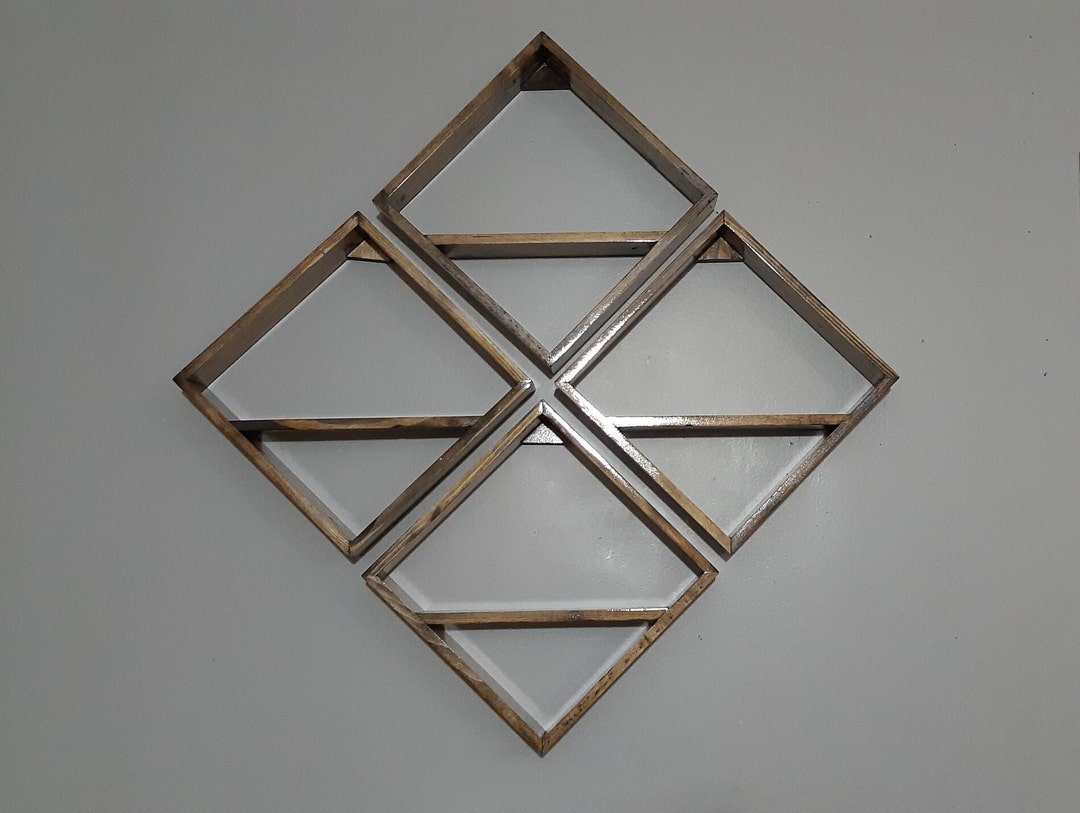 Shadow Box Floating Shelves Diamond Shaped Solid Wood Set of 4 - Etsy