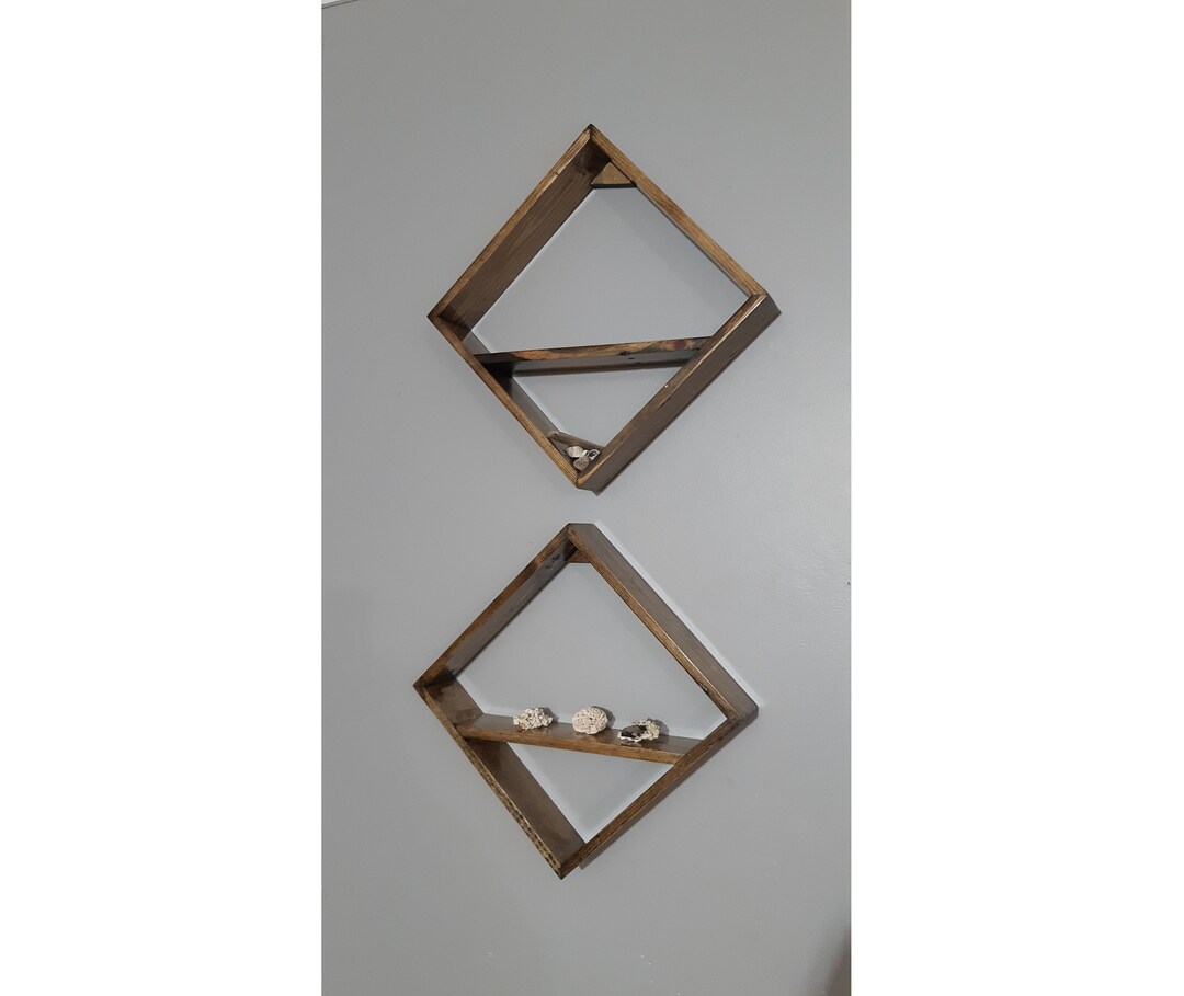 Shadow Box Floating Shelves Diamond Shaped Made From Solid Wood Set of ...