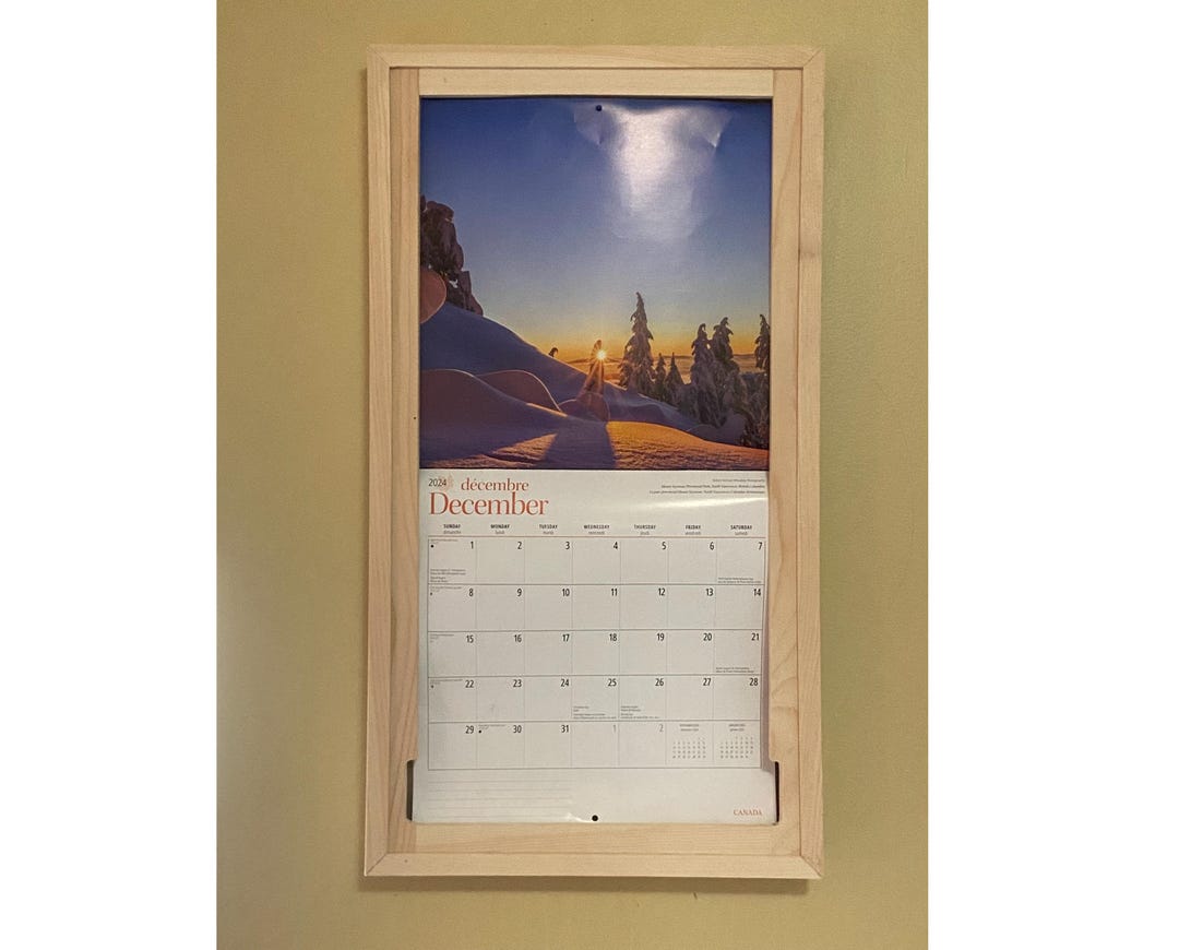 Calendar Holder Frame Solid Wood, Front Load, Flush Mount, Home ...