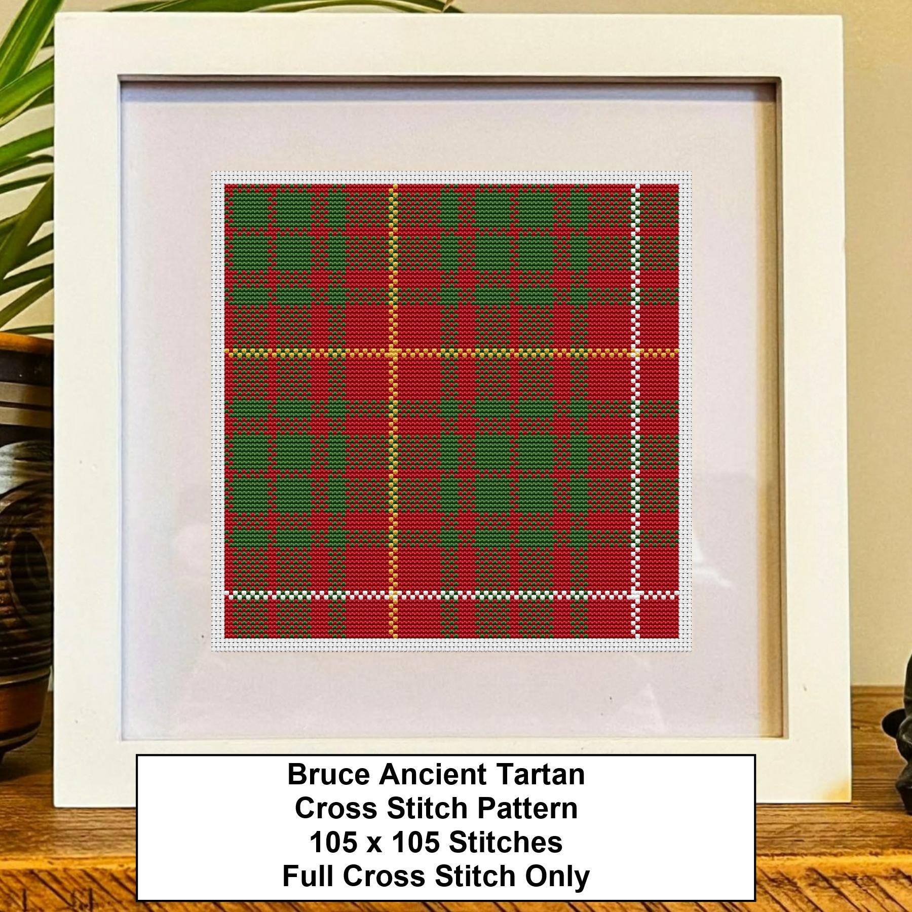 Bruce Ancient Tartan Cross Stitch Pattern: Scottish Home Decor (PDF ...