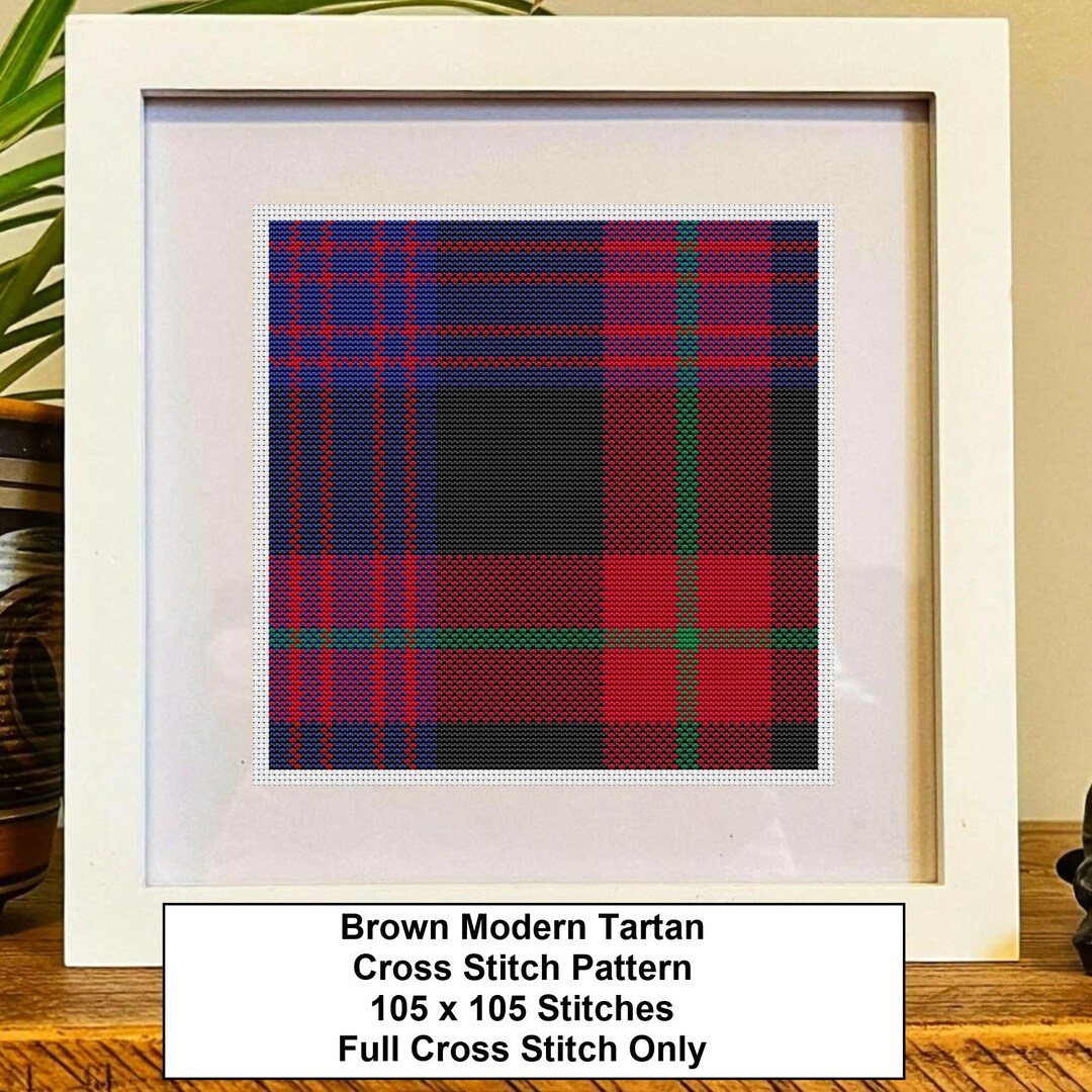 Brown Modern Tartan - Cross Stitch Pattern - Scottish Gift - Home Decor ...