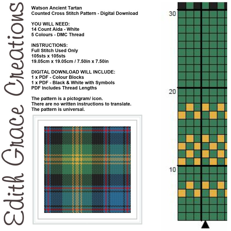 Watson Ancient Tartan Cross Stitch Pattern (digital Download) - Etsy