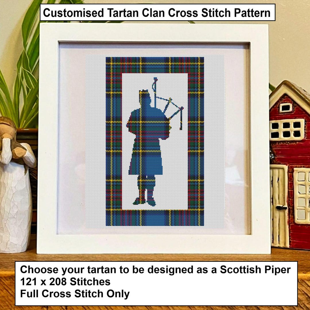 Scottish Piper - Cross Stitch Pattern - Personalised Gift - Scottish ...