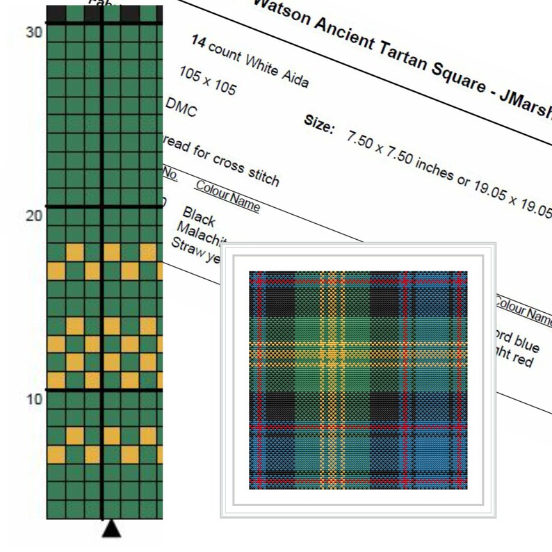Watson Ancient Tartan Cross Stitch Pattern Scottish Gifts Home Decor ...