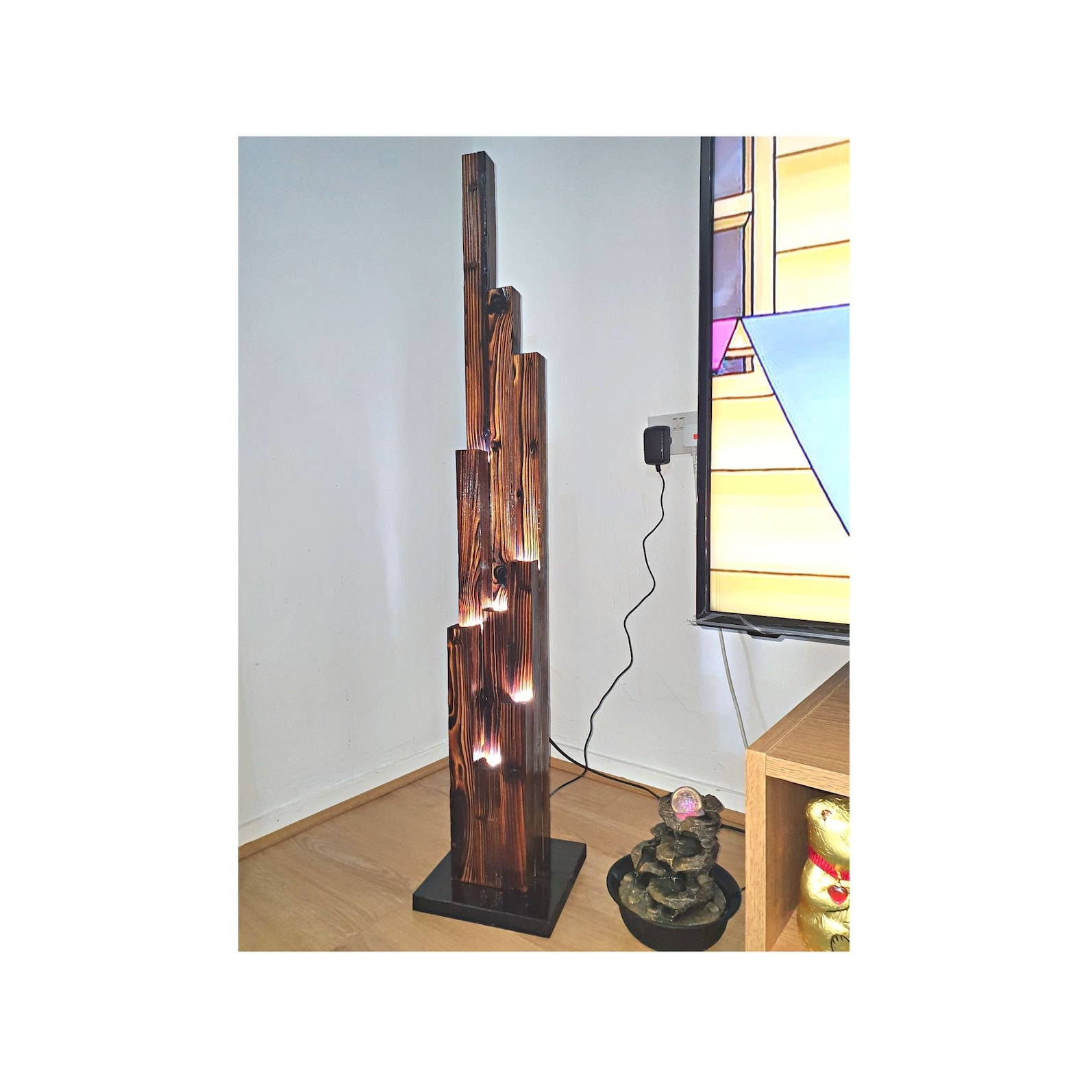 Unique Free Standing Decorative Floor Light From Natural Wood - Etsy