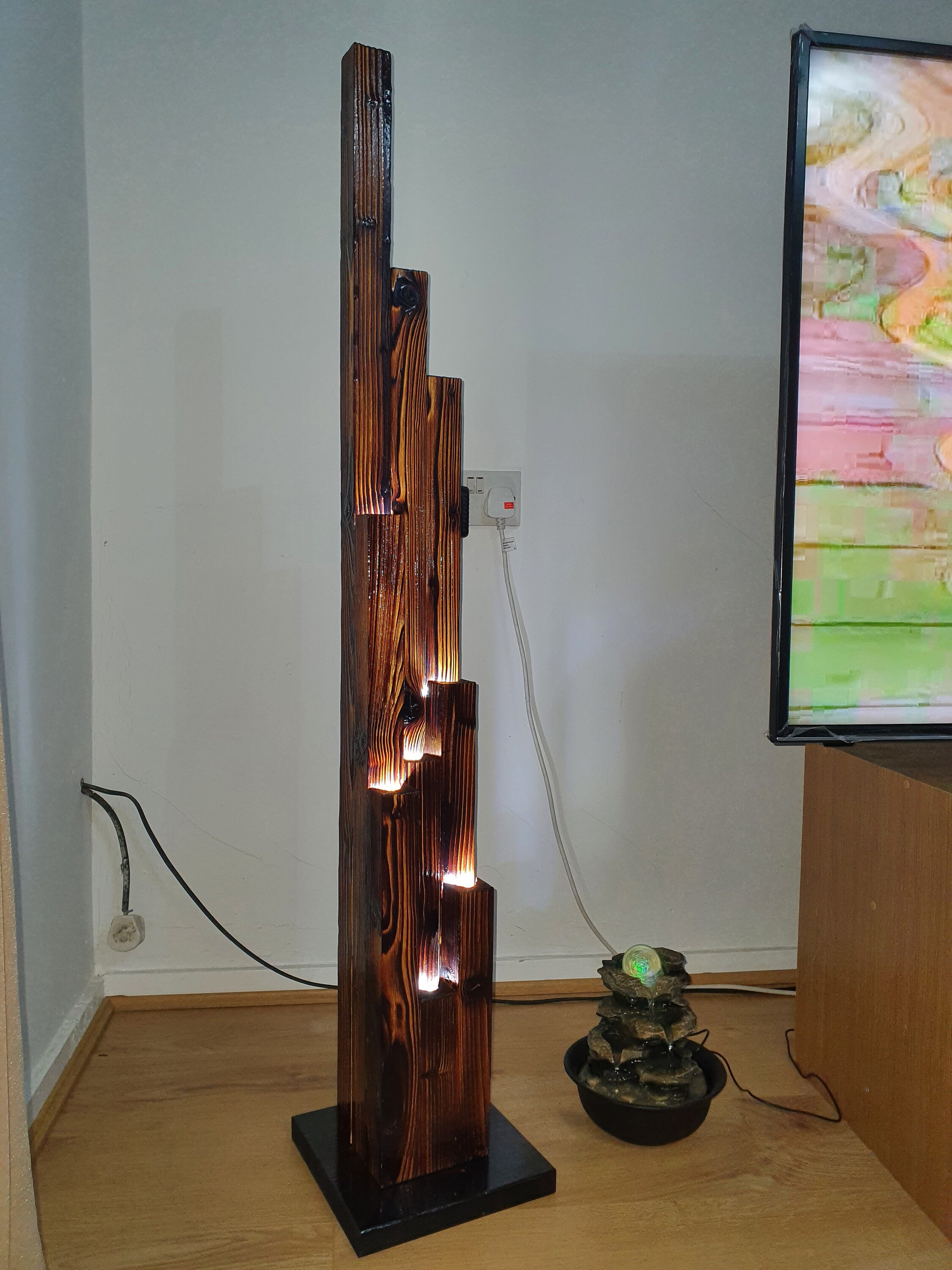 Unique Free Standing Decorative Floor Light From Natural Wood - Etsy