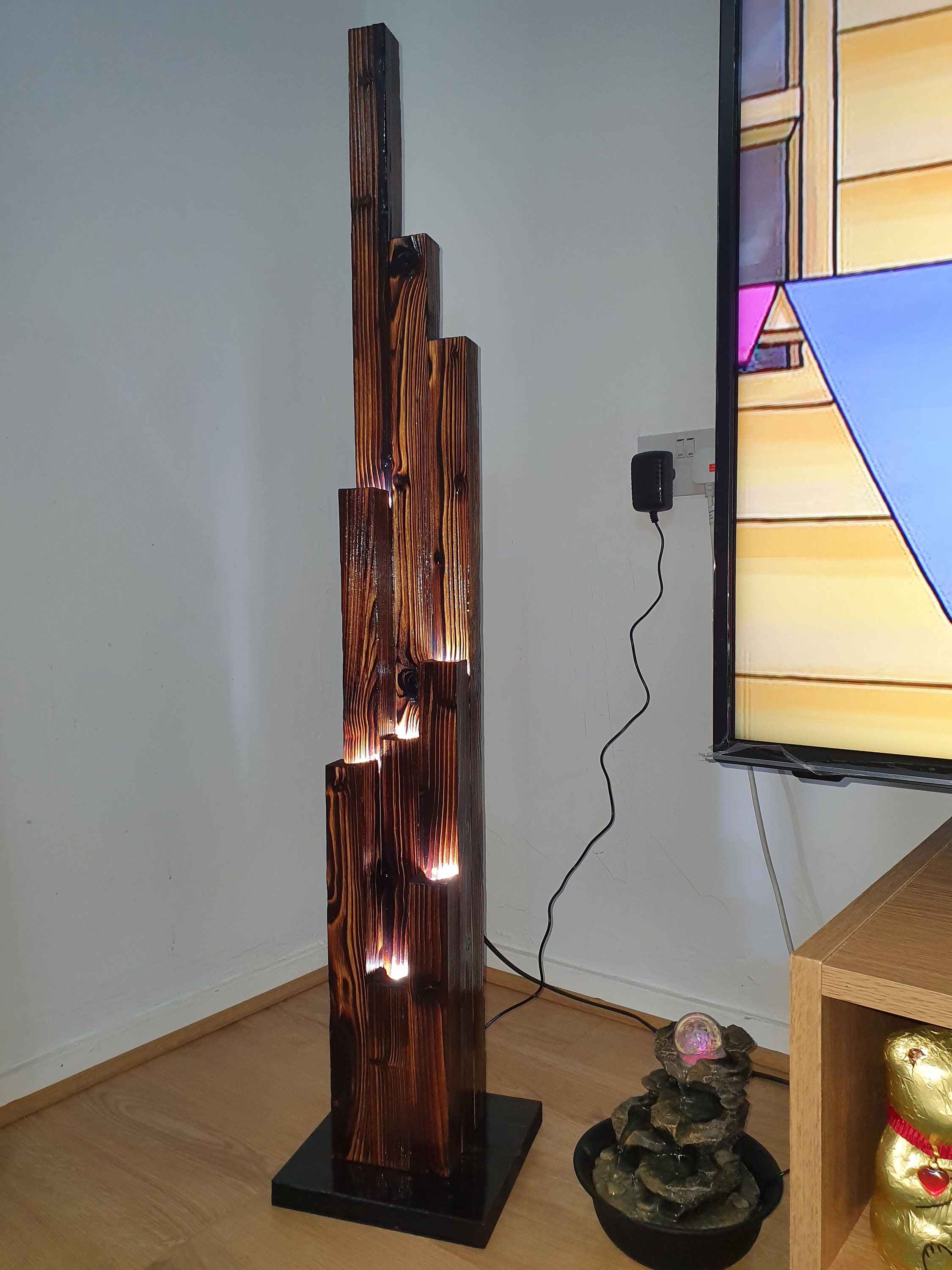 Unique Free Standing Decorative Floor Light From Natural Wood - Etsy