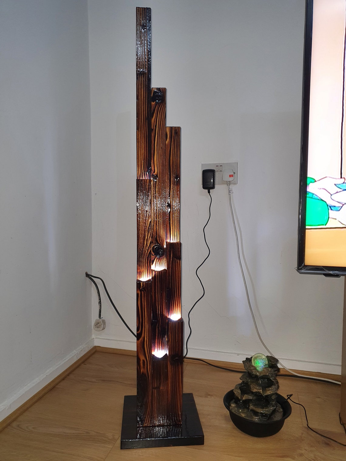 Unique Free Standing Decorative Floor Light From Natural Wood - Etsy