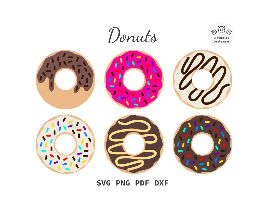 Donuts SVG: Printable Clipart, Cricut & Silhouette Cut File (digital ...
