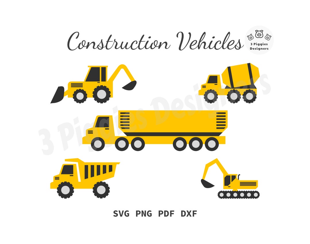 Construction Trucks SVG • Excavator Truck Png Digging Truck Pdf ...