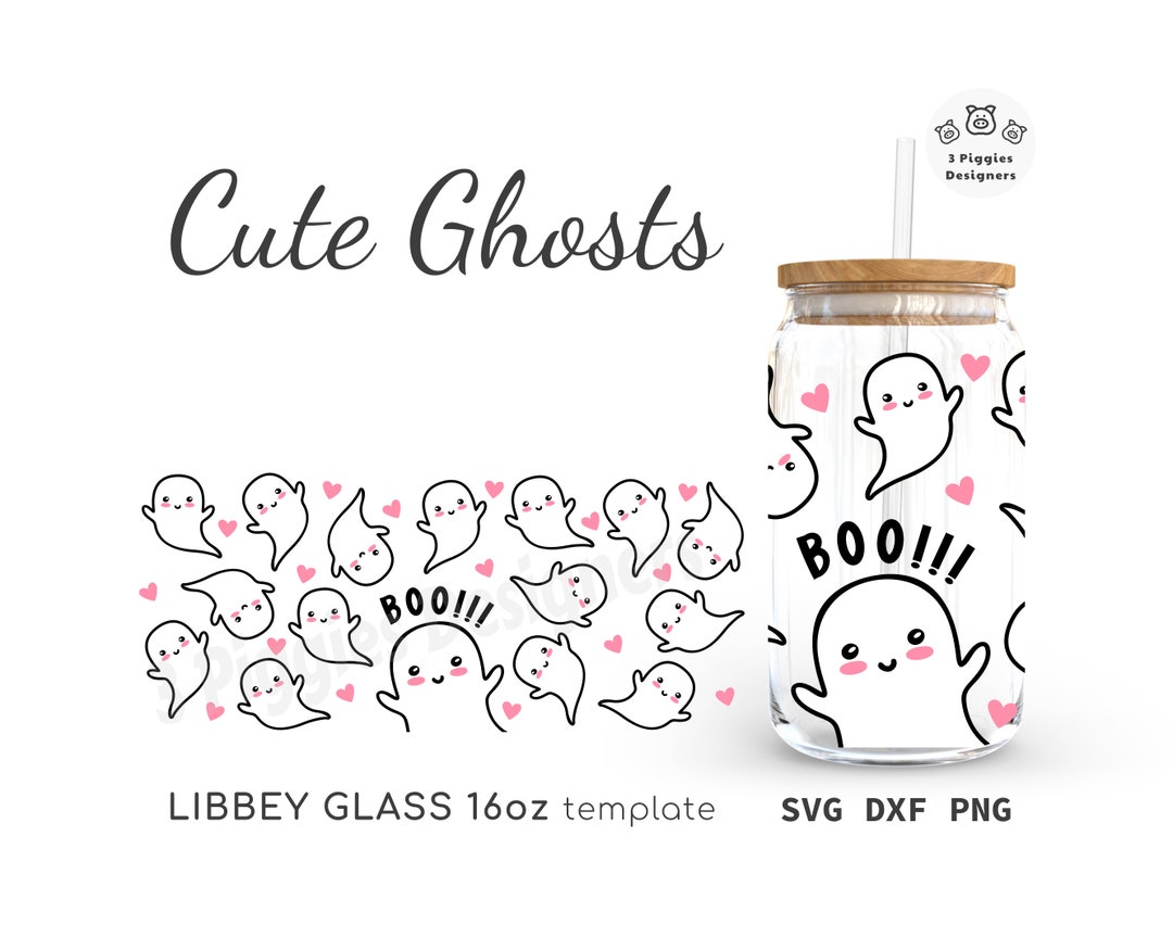 Cute Ghosts Libbey Glass Wrap Cut File (SVG, PNG, DXF) - Etsy