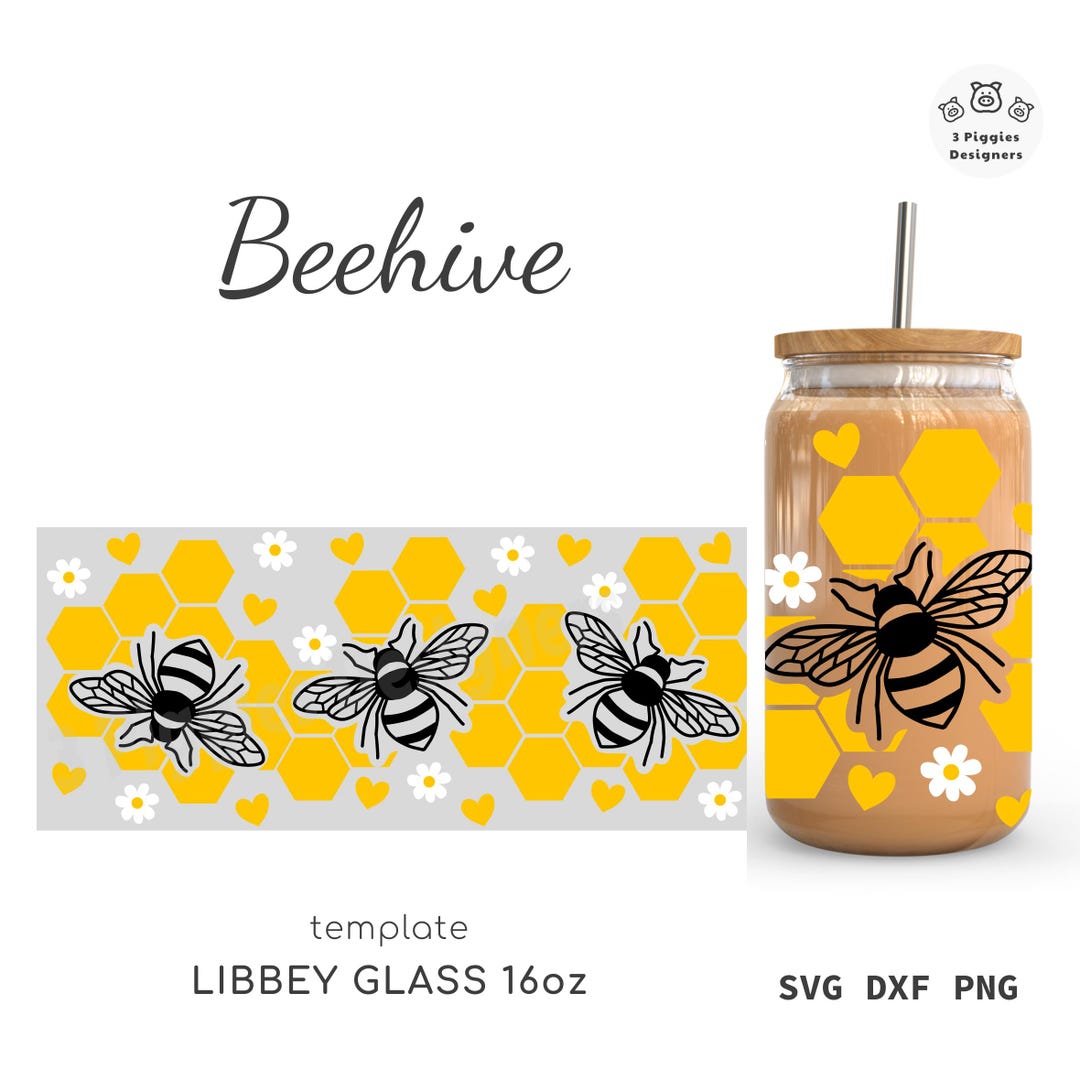 Beehive Libbey 16oz • Bees Svg Design for Cricut, Dxf Silhouette, Png ...