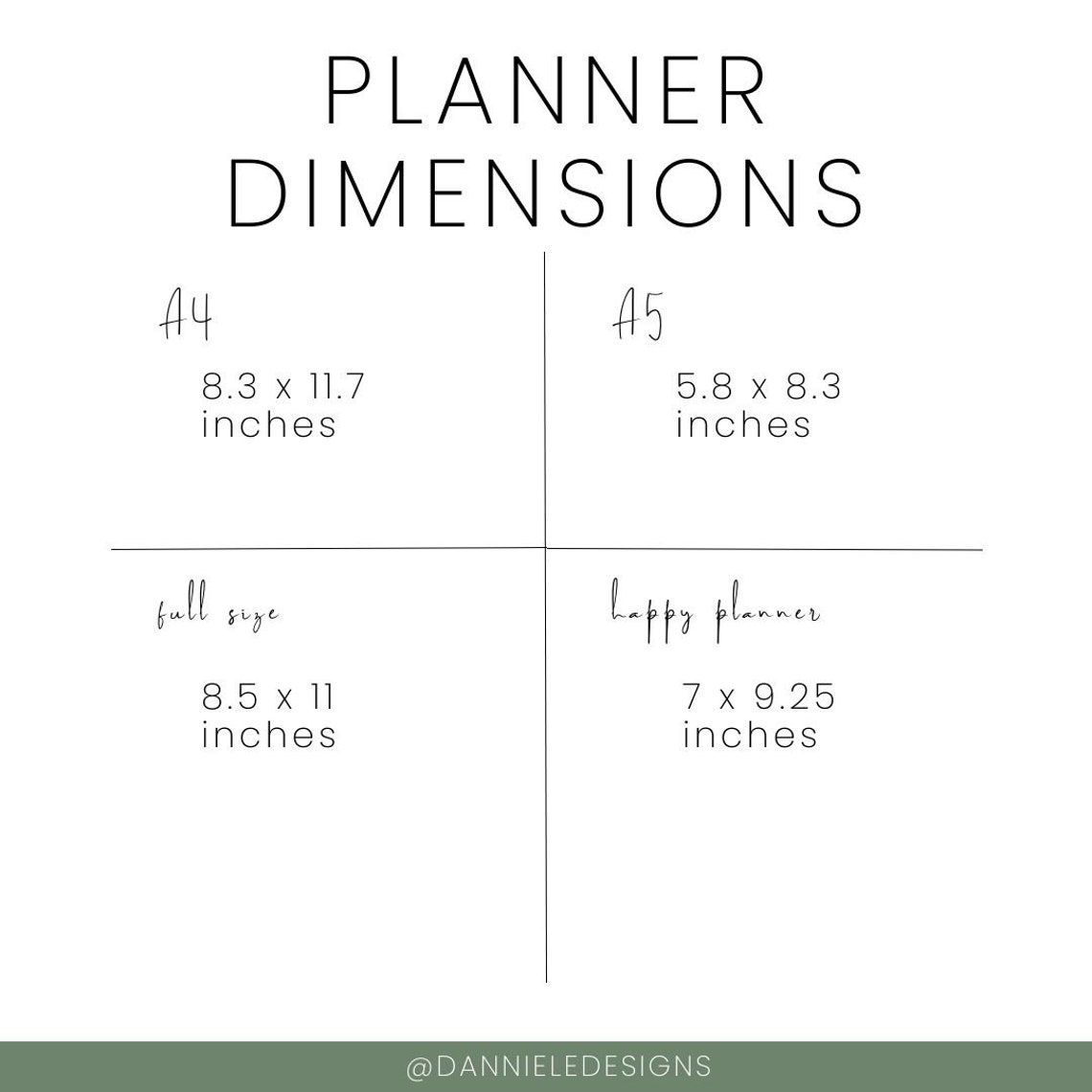 One-page WEEKLY PLANNER in 4 Sizes (A4, A5, Letter, Happy Planner ...
