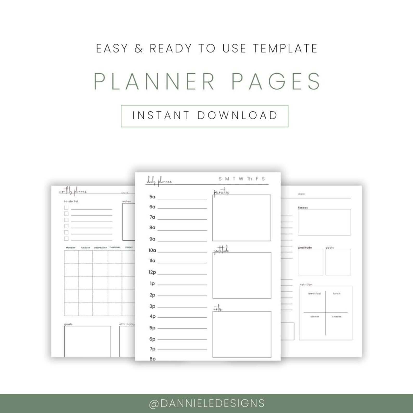 One-page WEEKLY PLANNER in 4 Sizes (A4, A5, Letter, Happy Planner ...