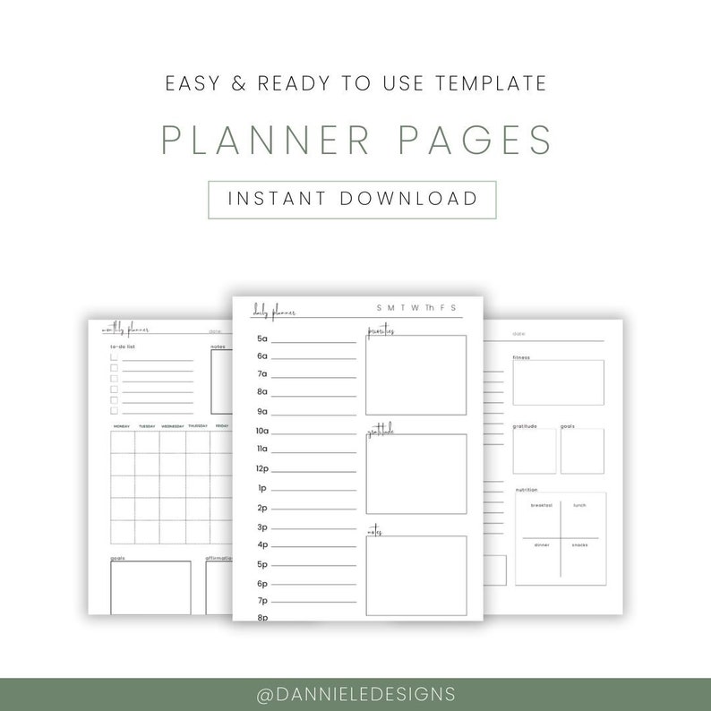 One-page WEEKLY PLANNER in 4 Sizes (A4, A5, Letter, Happy Planner ...