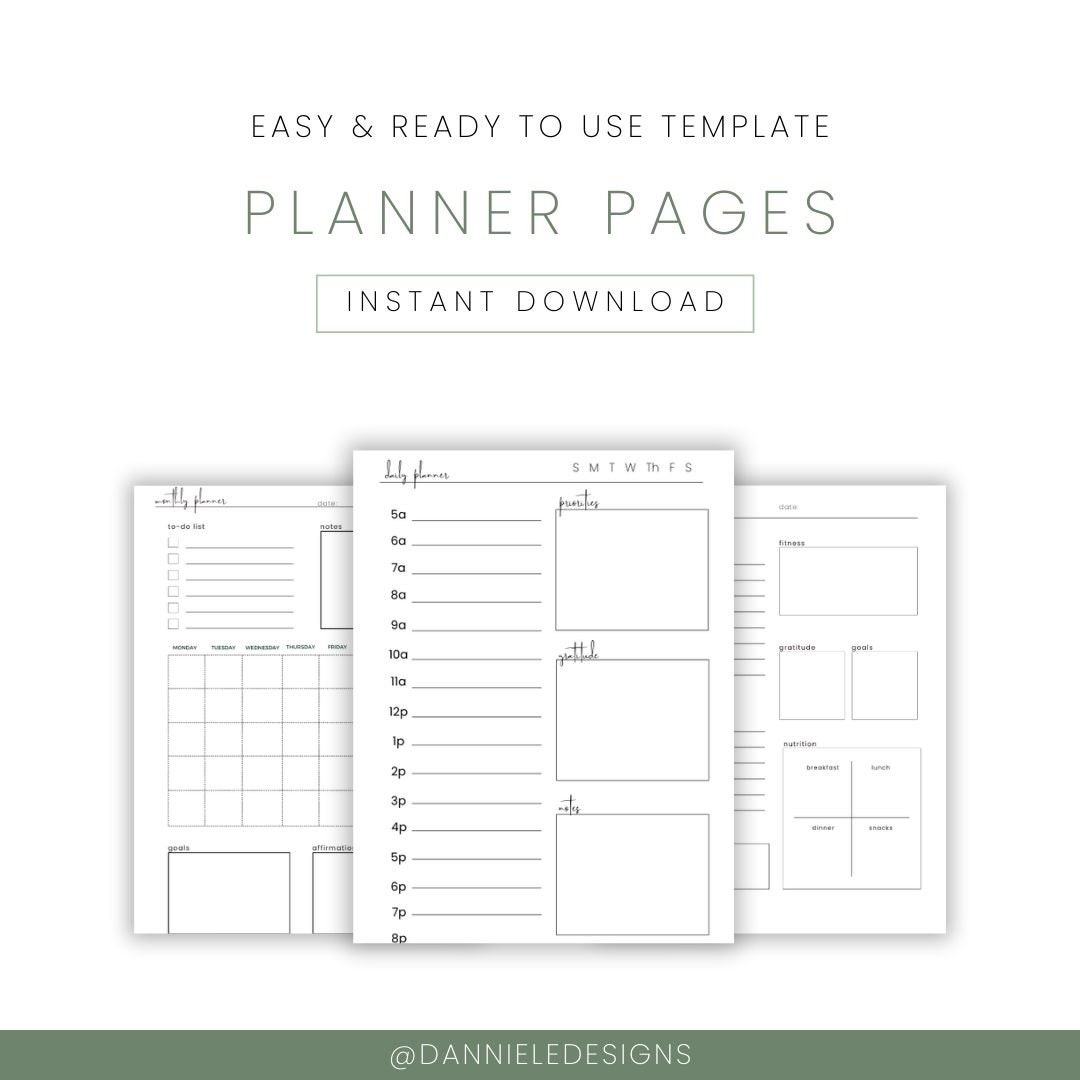 One-page WEEKLY PLANNER in 4 Sizes (A4, A5, Letter, Happy Planner ...