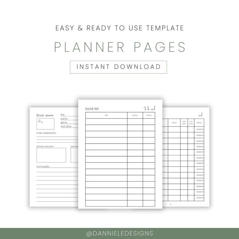 Two-page Book Lists | A4, A5, Full-size, Happy Planner | BOOK REVIEWS ...