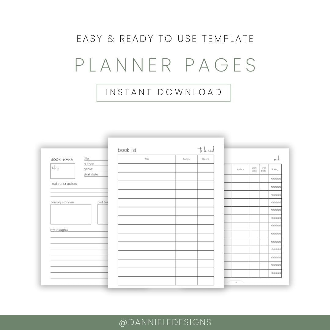 Two-page Book Lists | A4, A5, Full-size, Happy Planner | BOOK REVIEWS ...