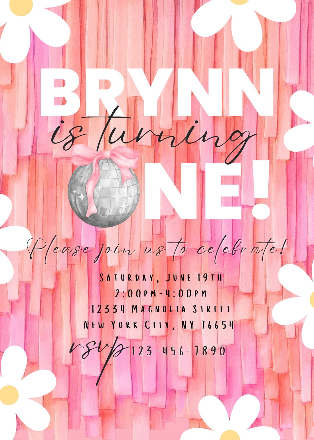Disco/daisy Birthday Party Digital Invitation - Etsy