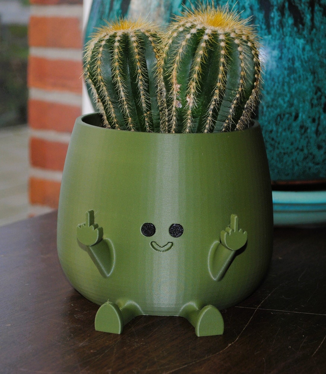 Happy Middle Finger Planter Color: Green, Kawaii Planter,planter Cute ...