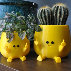 Middle Finger Plant Pot: Yellow Indoor 3D Printed Planter - Etsy