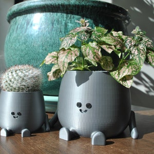 Happy Face Plant Pot: Gray Indoor 3D Printed Planter - Etsy