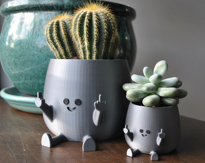 Middle Finger Plant Pot: Pastel Orange Indoor 3D Printed Planter - Etsy ...