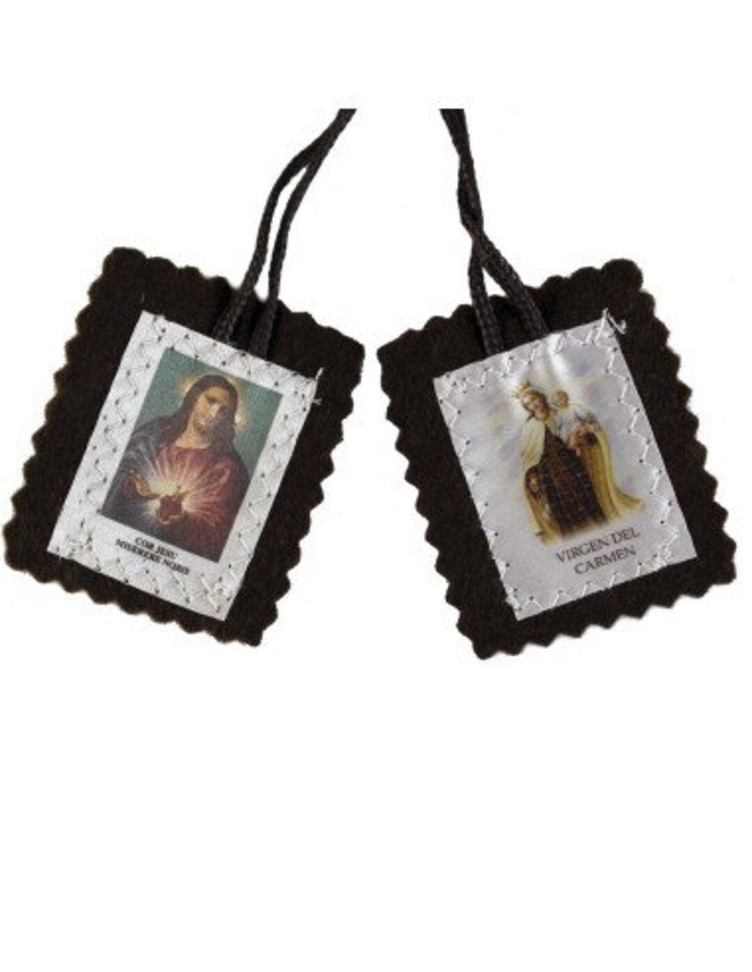 SCAPULAR FABRIC VIRGEN Del Carmen and Sacred Heart of Jesus, Religious ...