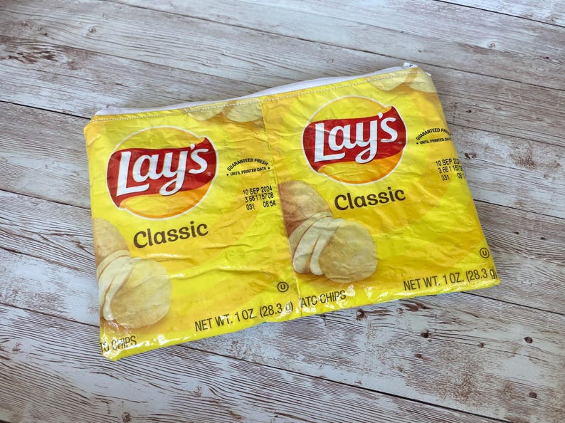 Lays Potato Chips Snack Bag Vinyl, Zippered Lined Fabric Pouch - Etsy