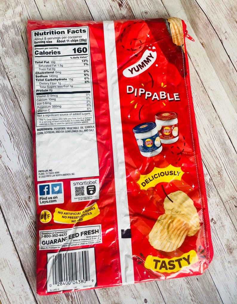 Lay’s Wavy - Chip Bag - Vinyl Zipper Pouch - Re-used Actual Chip Bag ...
