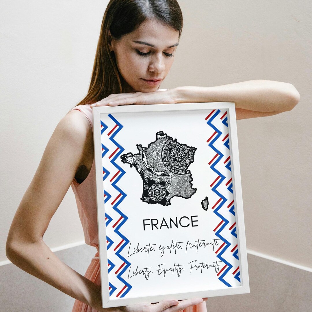 France Wall Art Print, Printable France Map, French Flag Printable ...