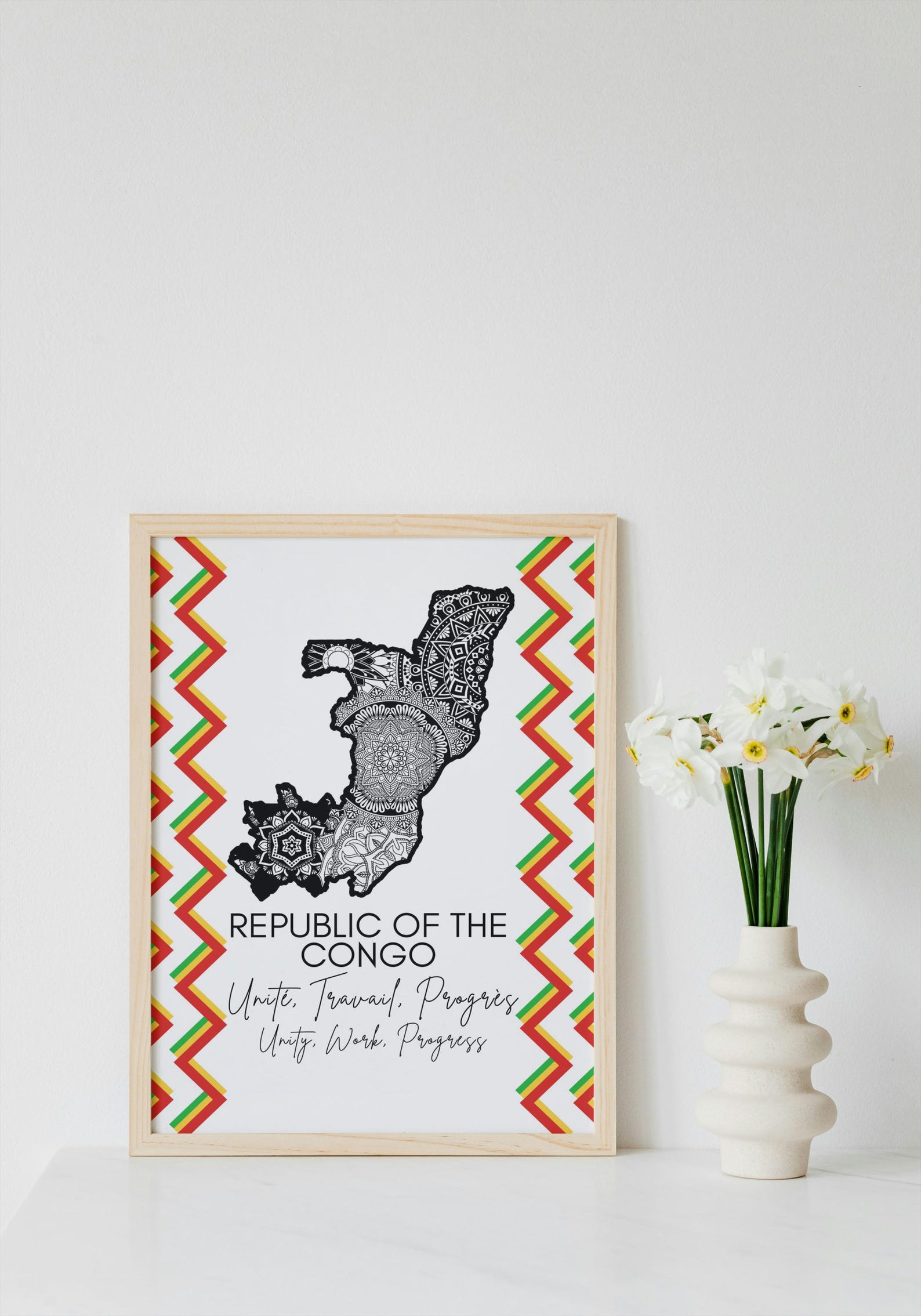 Republic of Congo Wall Art, Printable Congo Map Wall Art, Patriotic ...