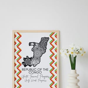 Republic of Congo Wall Art, Printable Congo Map Wall Art, Patriotic ...