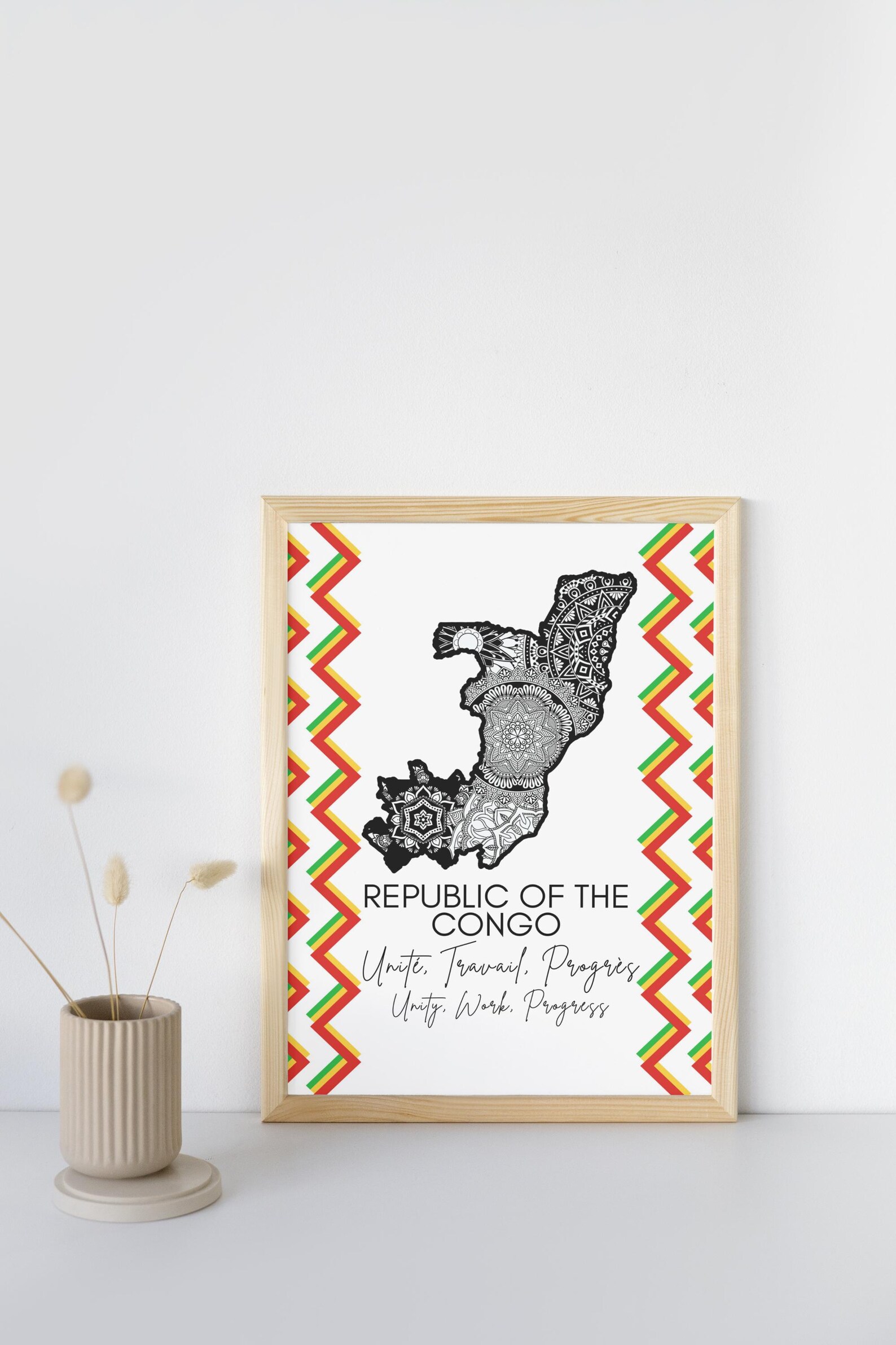 Republic of Congo Wall Art, Printable Congo Map Wall Art, Patriotic ...