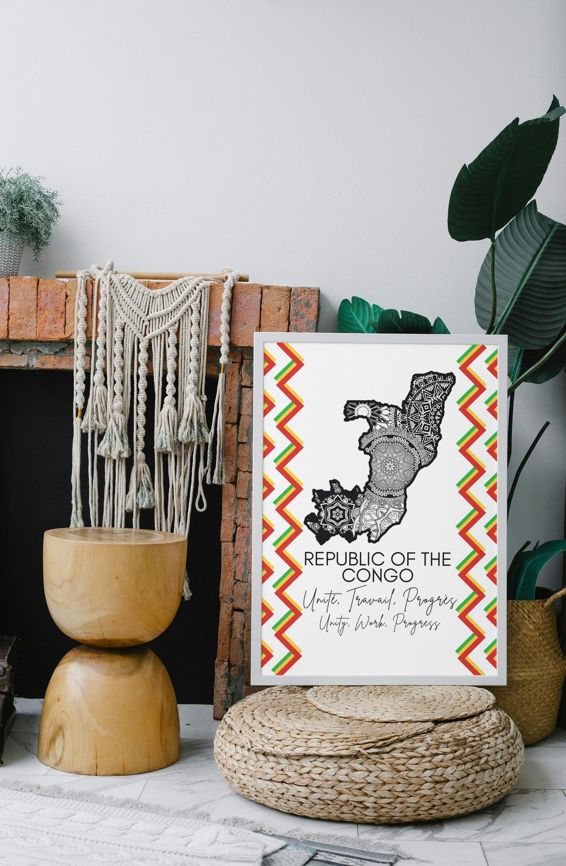 Republic of Congo Wall Art, Printable Congo Map Wall Art, Patriotic ...