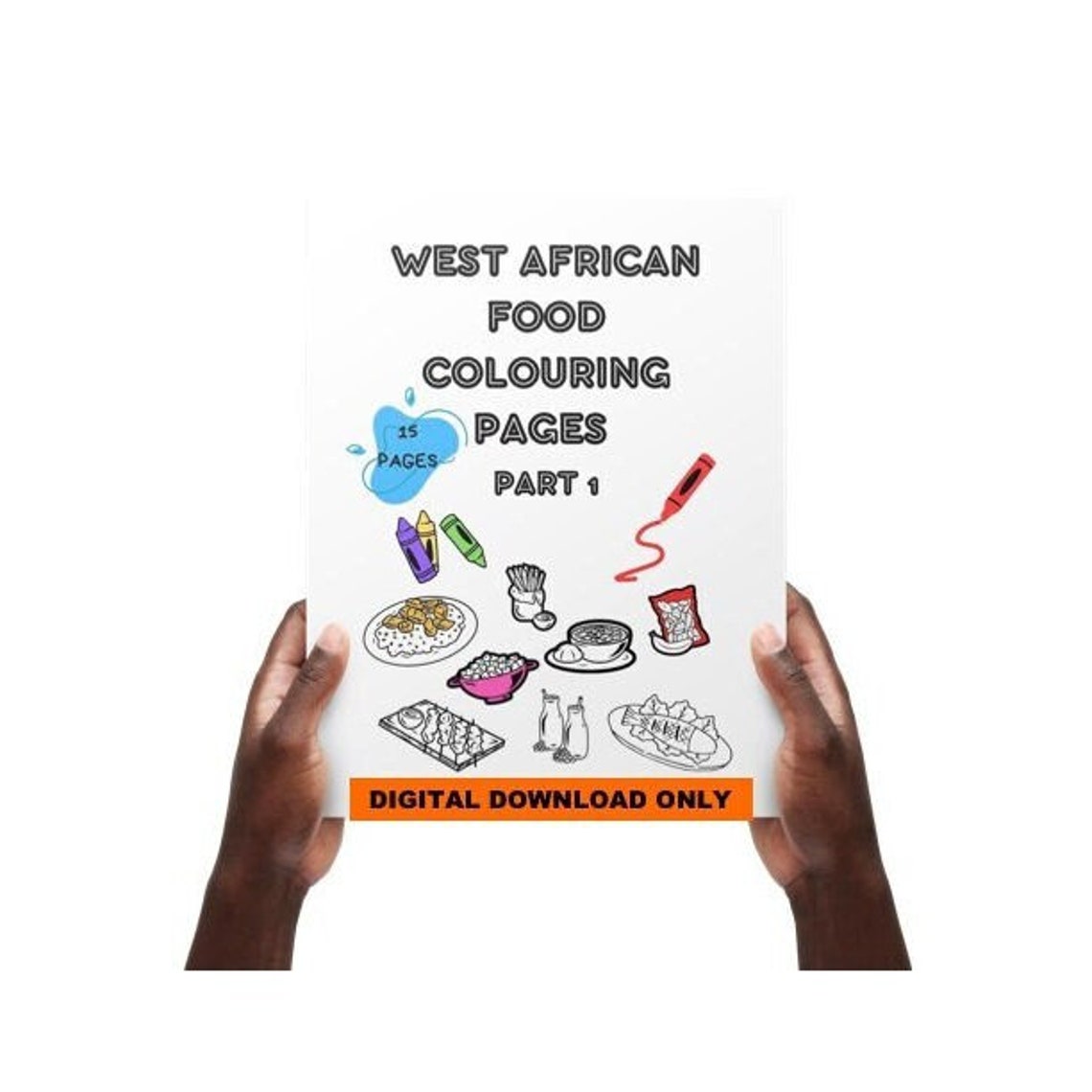 African Food Colouring Pages for Children, Kids Printable Sheets, Cute ...